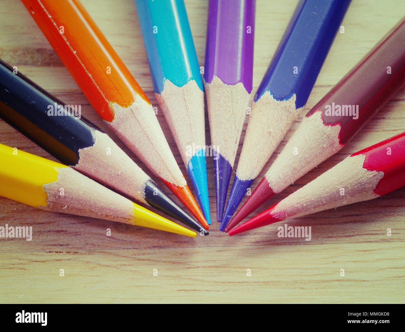 Color pencils old retro vintage style Stock Photo - Alamy