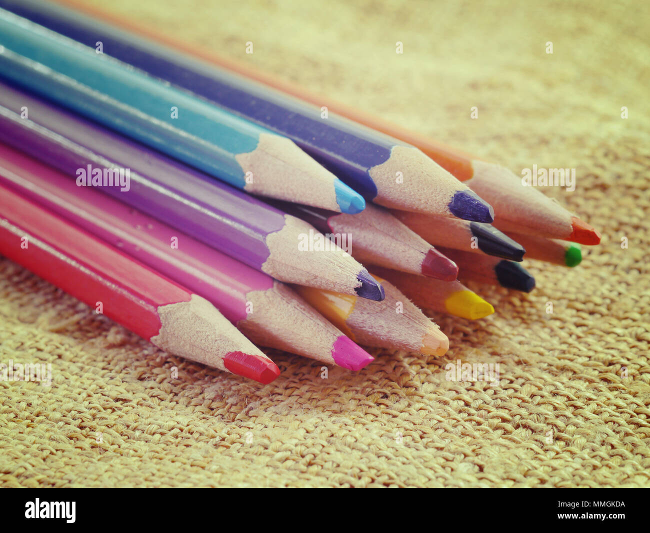 Color pencils old retro vintage style Stock Photo - Alamy