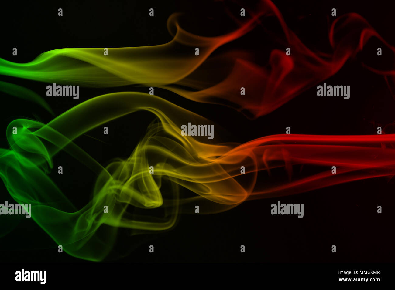 abstract background smoke curves and wave reggae colors green, yellow ...