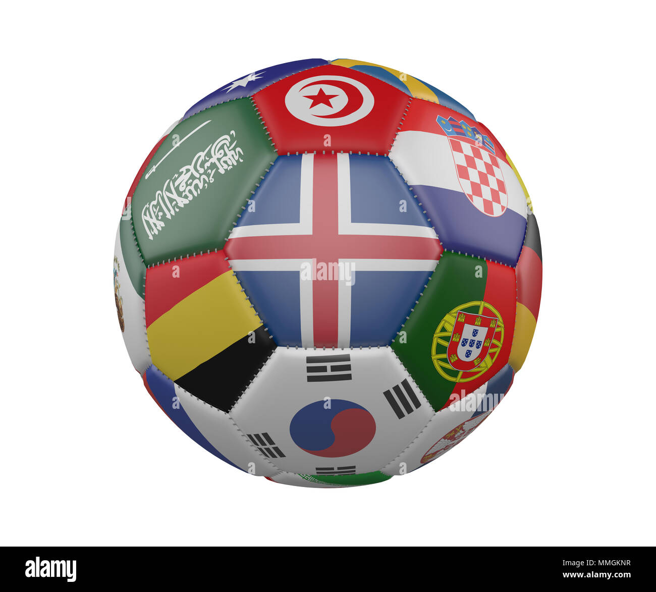 Soccer Ball with Flags isolated on white background, Iceland in the ...