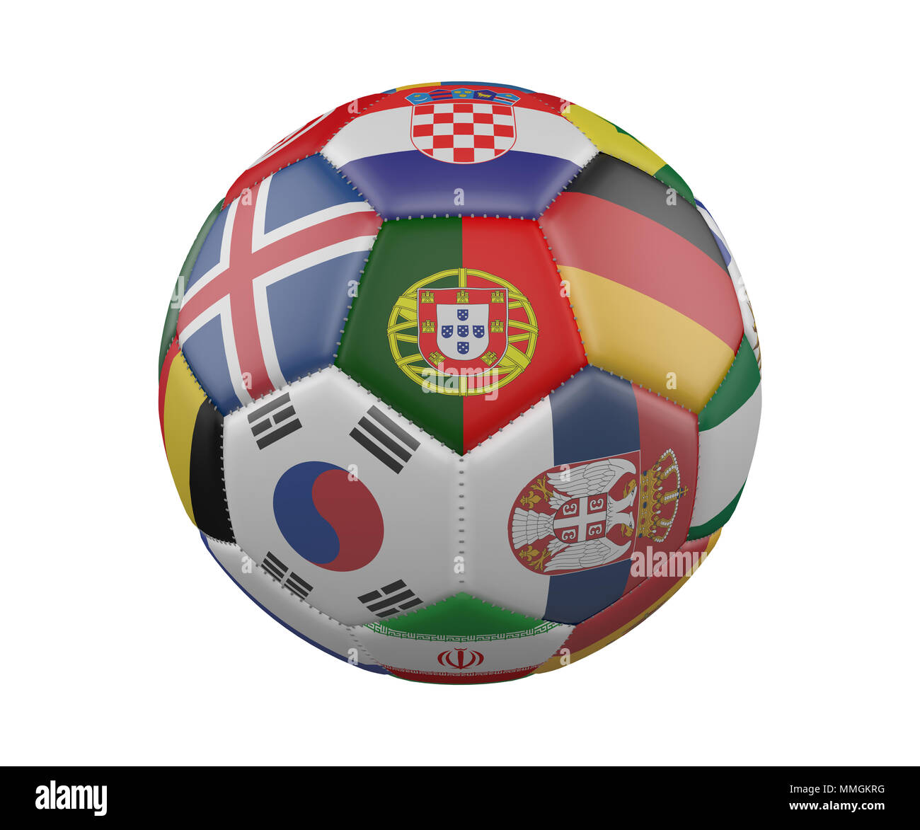 Soccer Ball with Flags isolated on white background, Portugal in the ...