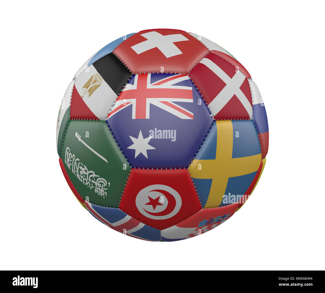 Soccer Ball with Flags isolated on white background, Australia in the ...