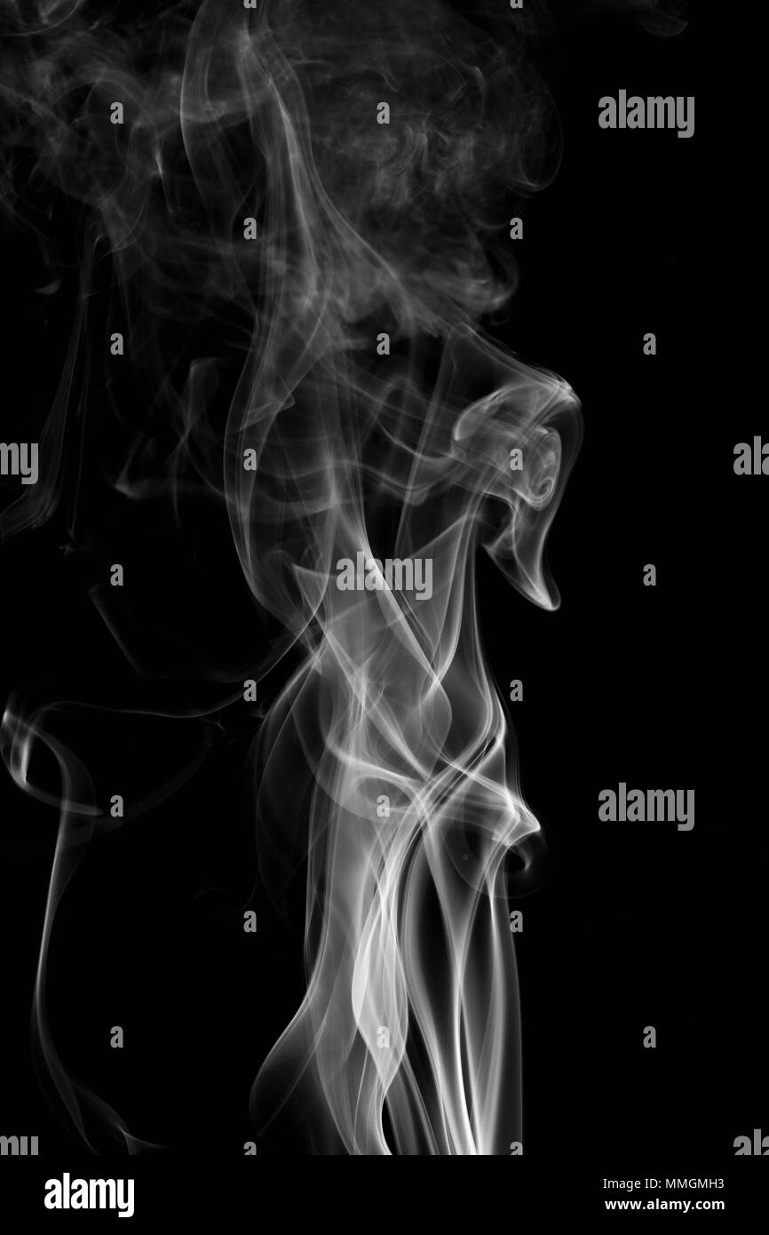 abstract background smoke curves and wave on black background Stock ...