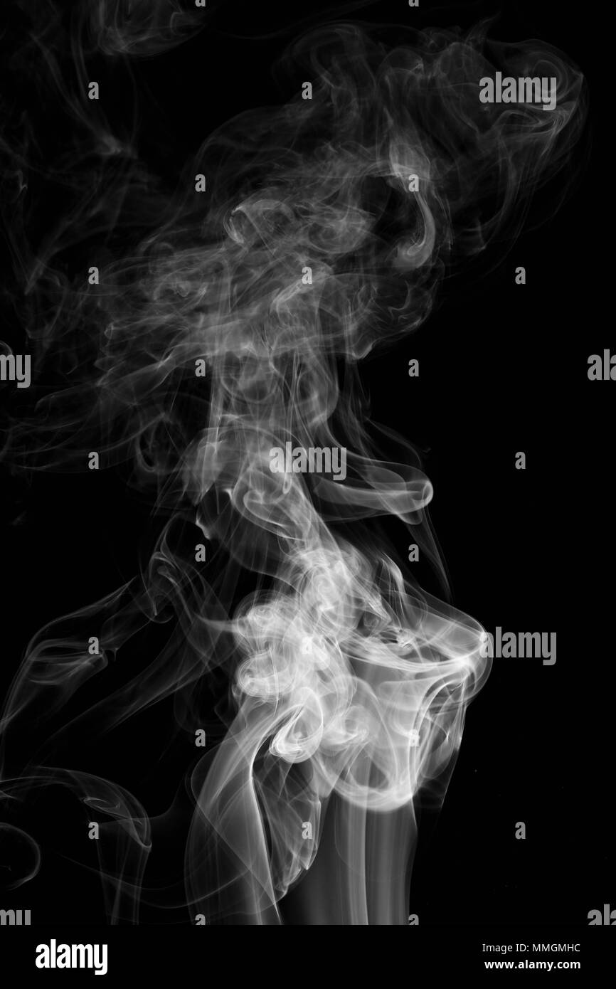 abstract background smoke curves and wave on black background Stock ...