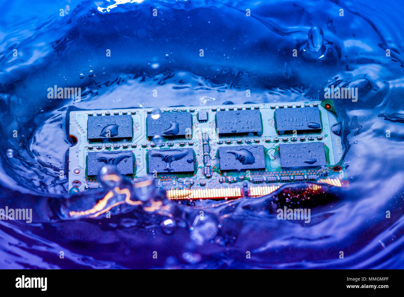 technology cyber electronic concept. cpu ram computer Fall into the ...