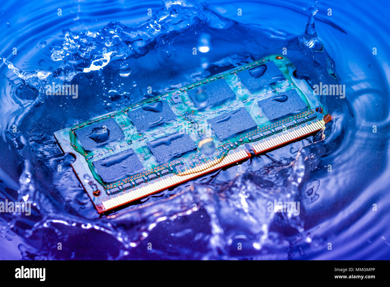 technology cyber electronic concept. cpu ram computer Fall into the ...