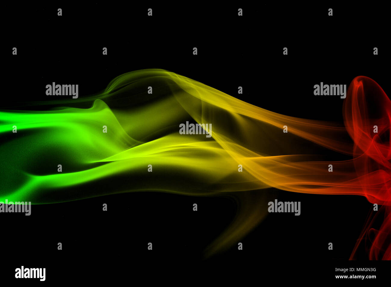 abstract background smoke curves and wave reggae colors green, yellow ...