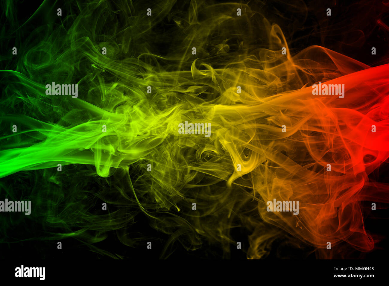 abstract background smoke curves and wave reggae colors green, yellow ...