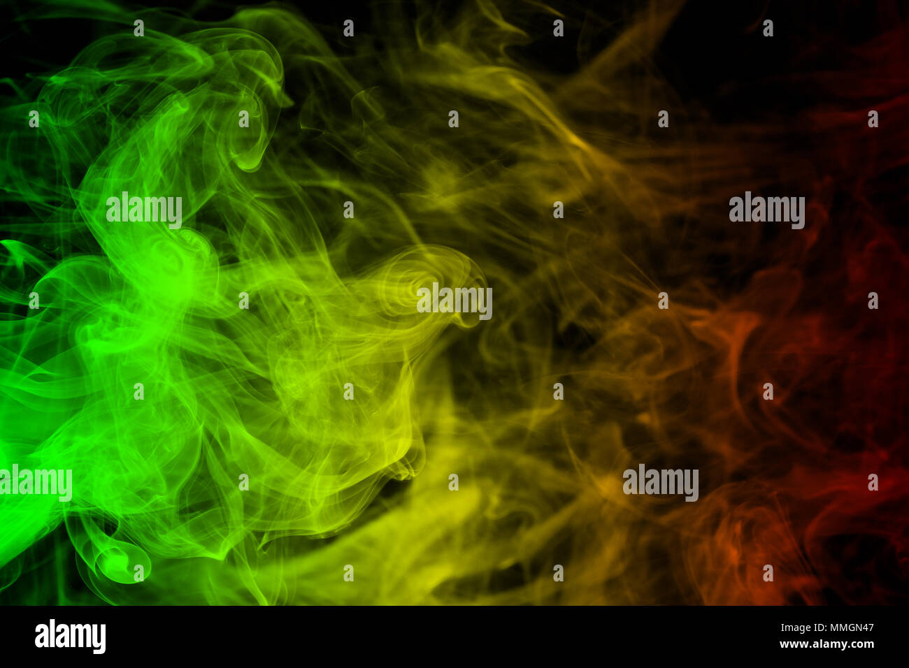 abstract background smoke curves and wave reggae colors green, yellow ...