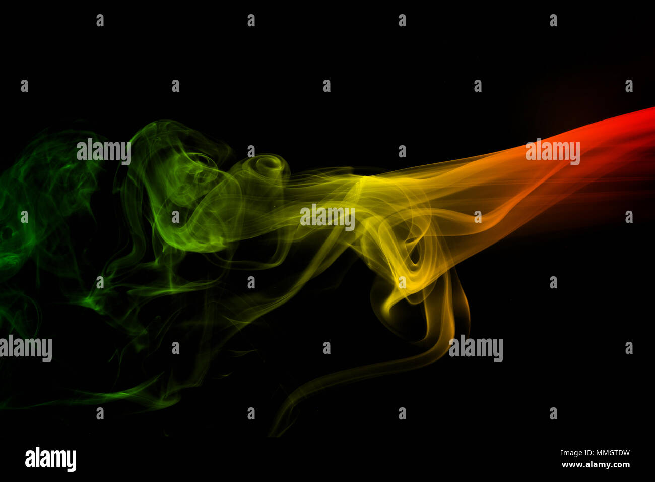 abstract background smoke curves and wave reggae colors green, yellow ...