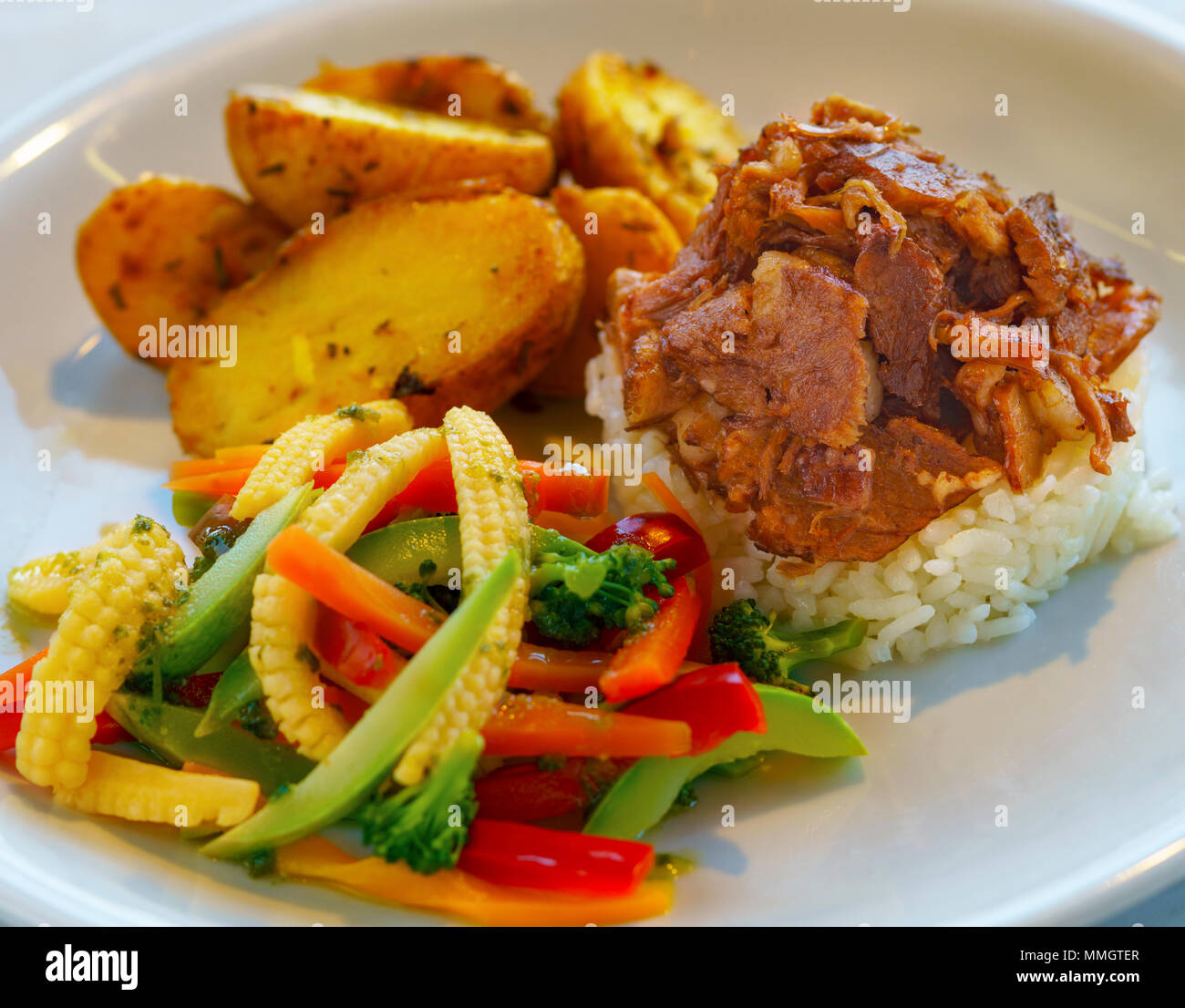 Turkish-style beef ribs served with rice, potatoes and garnish Stock ...