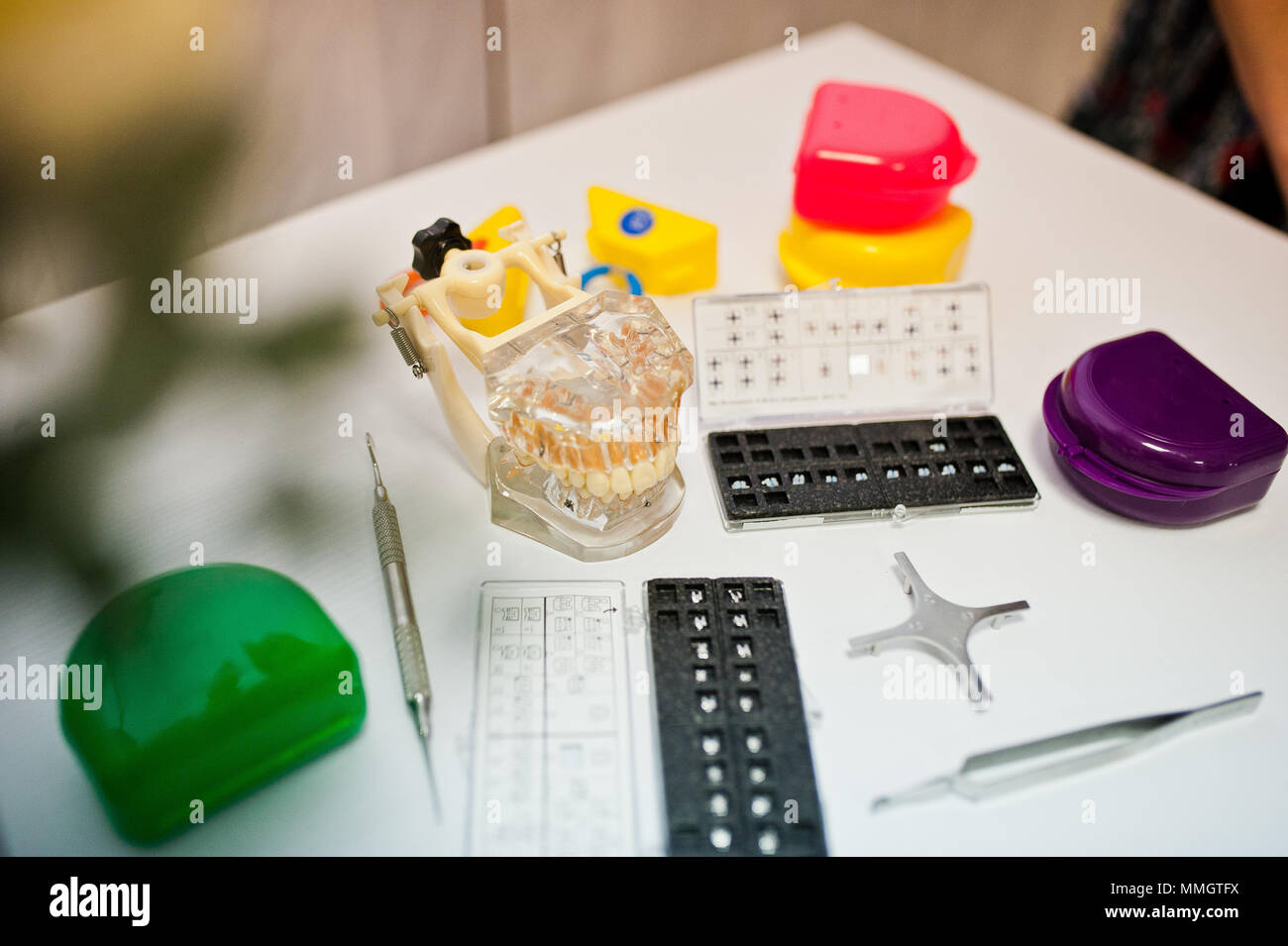 System of dental brackets at dentist office Stock Photo - Alamy