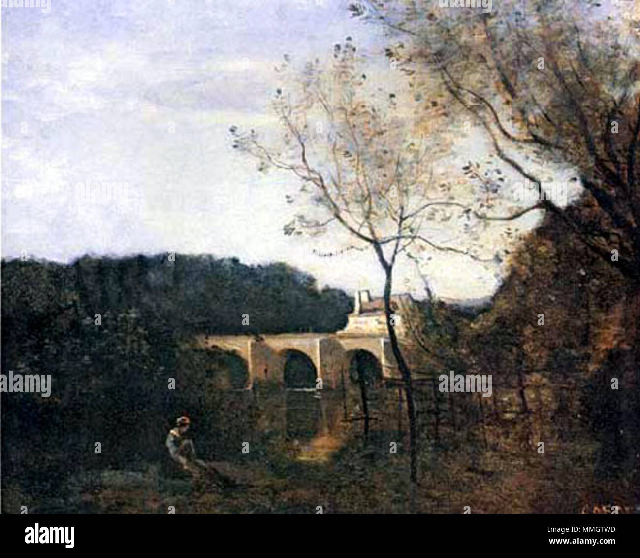 The old bridge in Mantes. circa 1855. Camille Corot - A Velha Ponte de ...