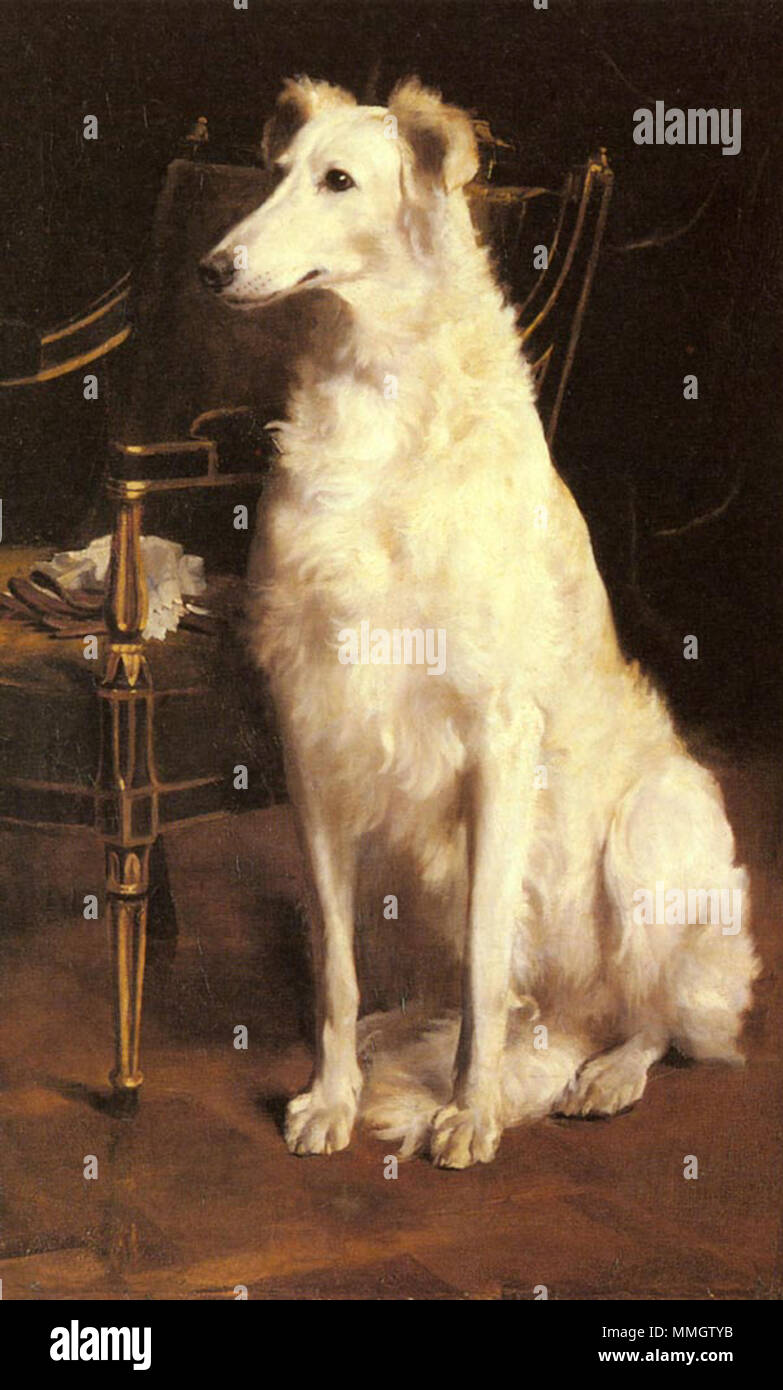 . English: A Borzo by a Chair . 19th century. Borzo by a Chair-George ...