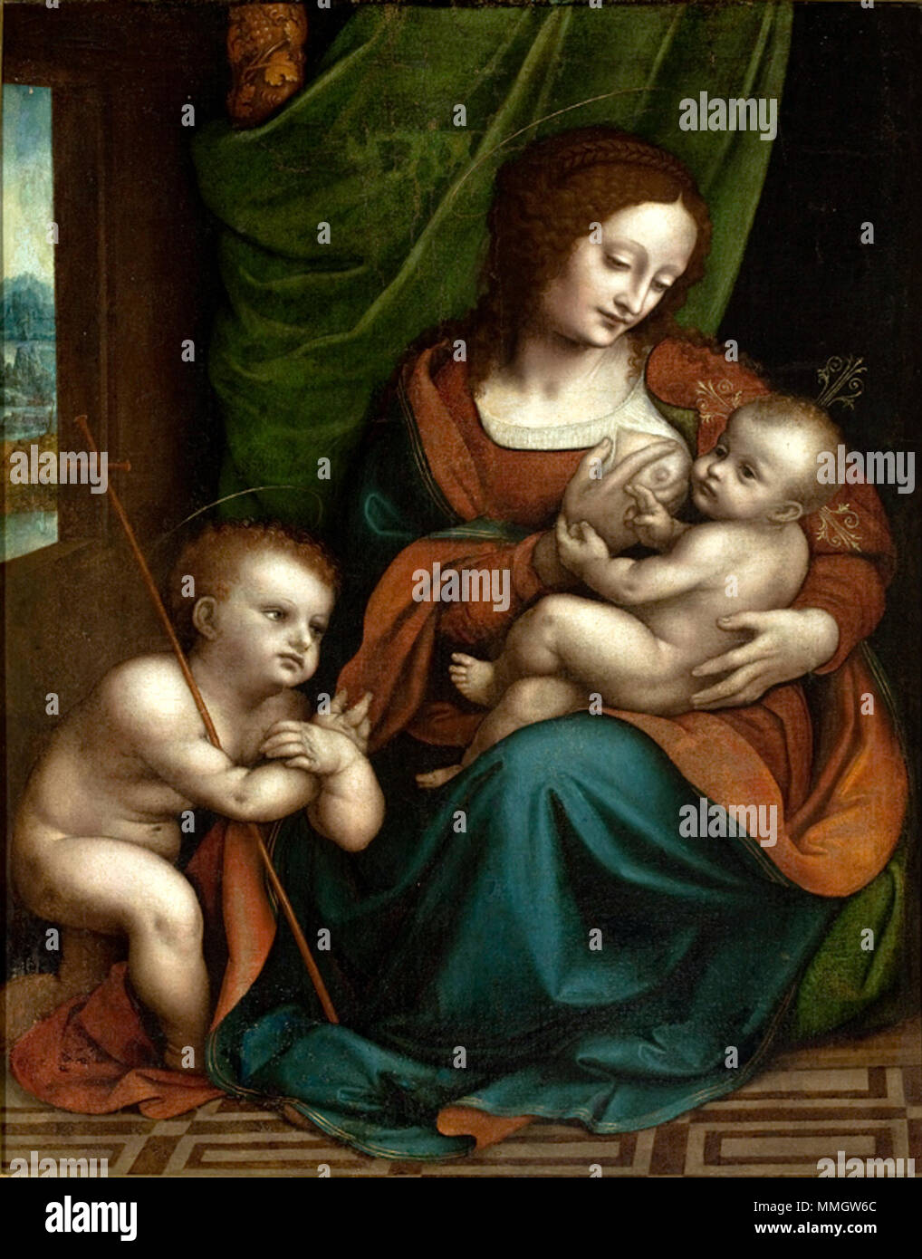 The Virgin Nursing the Child with St. John the Baptist in Adoration ...