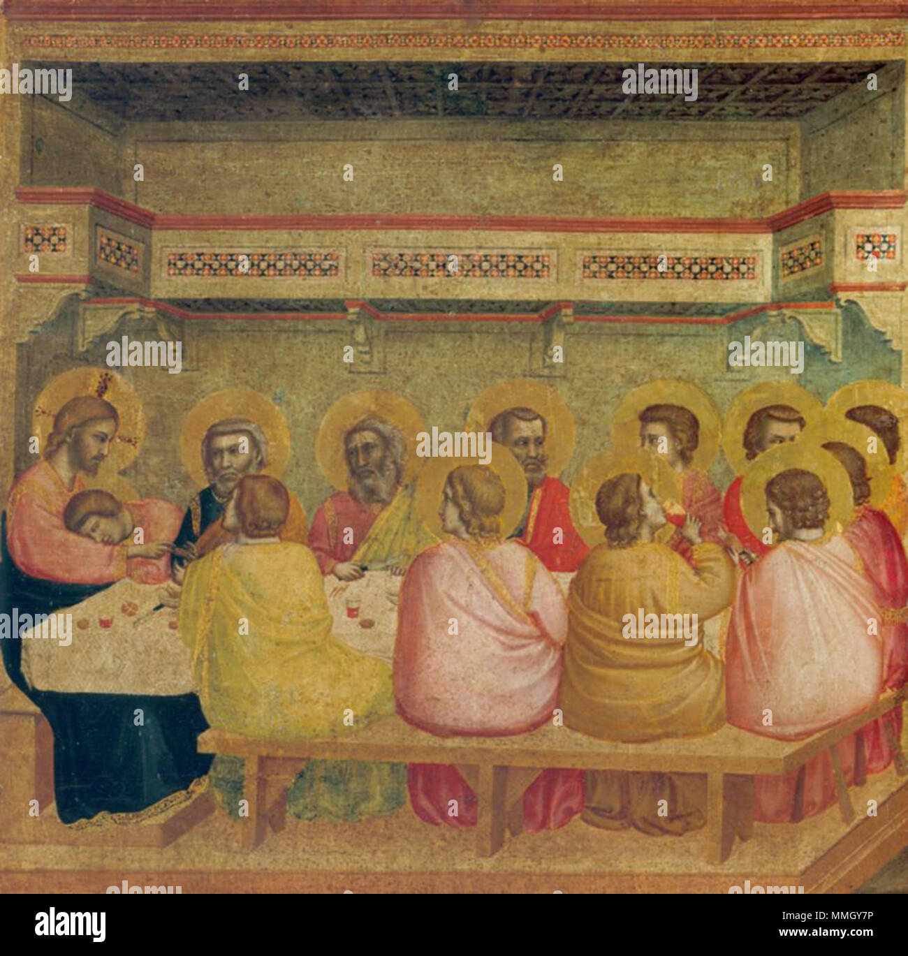 English: The Last Supper . circa 1306. Giotto - The Last Supper Stock ...