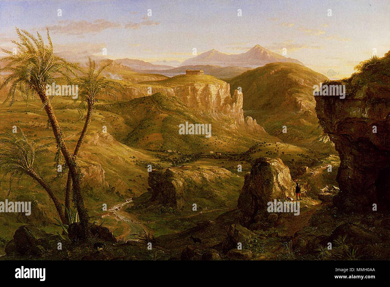 The Vale of Calatafimi and Temple of Segesta, Sicily. 1844. Cole Thomas ...