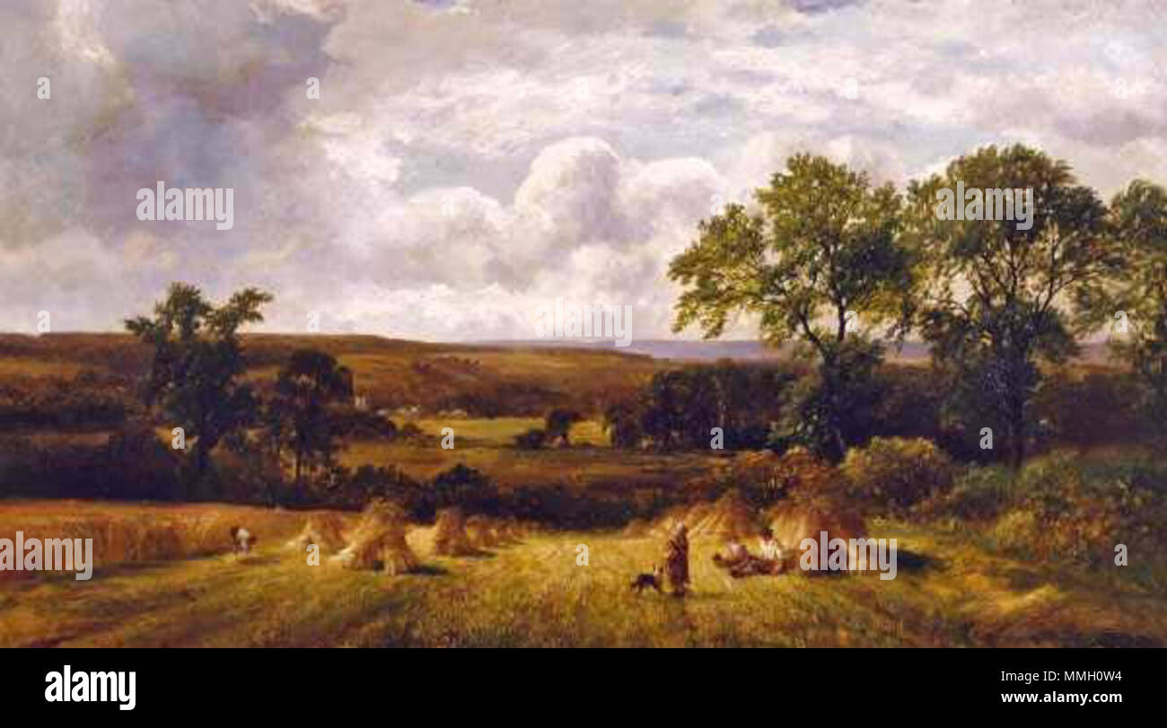 English: Harvest Scene . 1881. Barrow on Trent Scene by George Turner ...