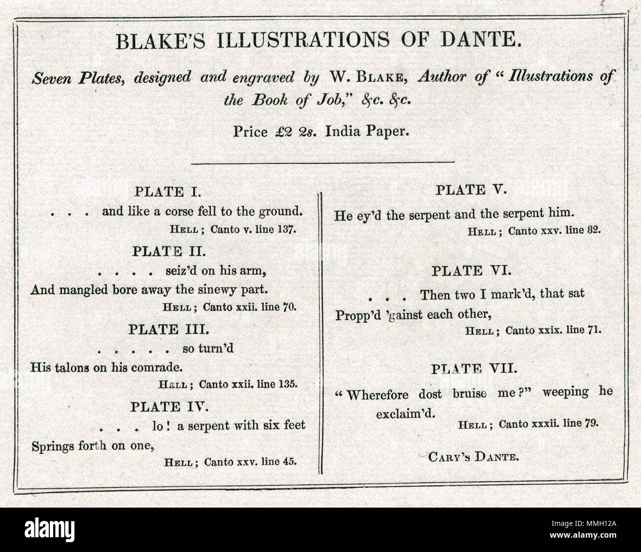 . English: Blake's Illustrations of Dante, object 1 Cover Label . 1838 ...