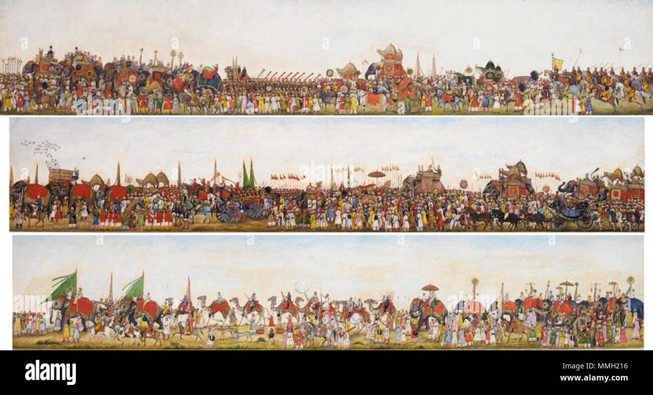 . English: Akbar II in all his glory, in formal procession, c.1827-30 ...