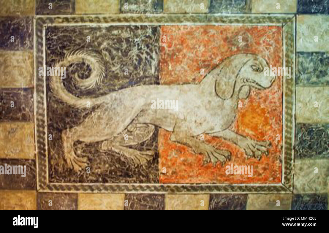 . English: This Talbot Dog was painted upon the ceiling of the Dining ...