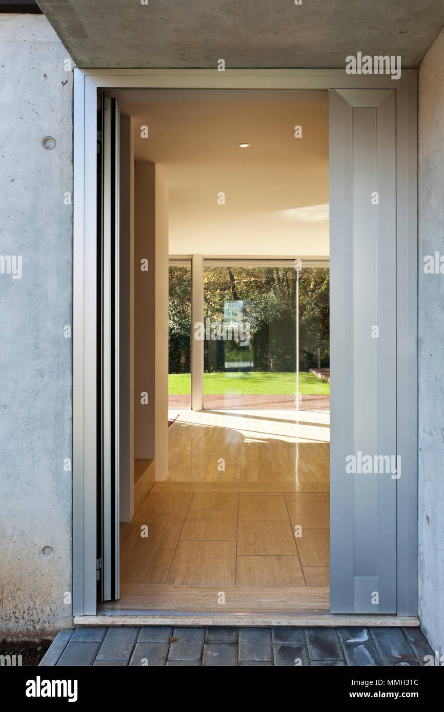 beautiful modern house, interior view from outside Stock Photo - Alamy