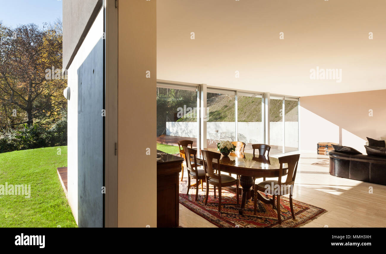 modern house interior, view from entry Stock Photo - Alamy