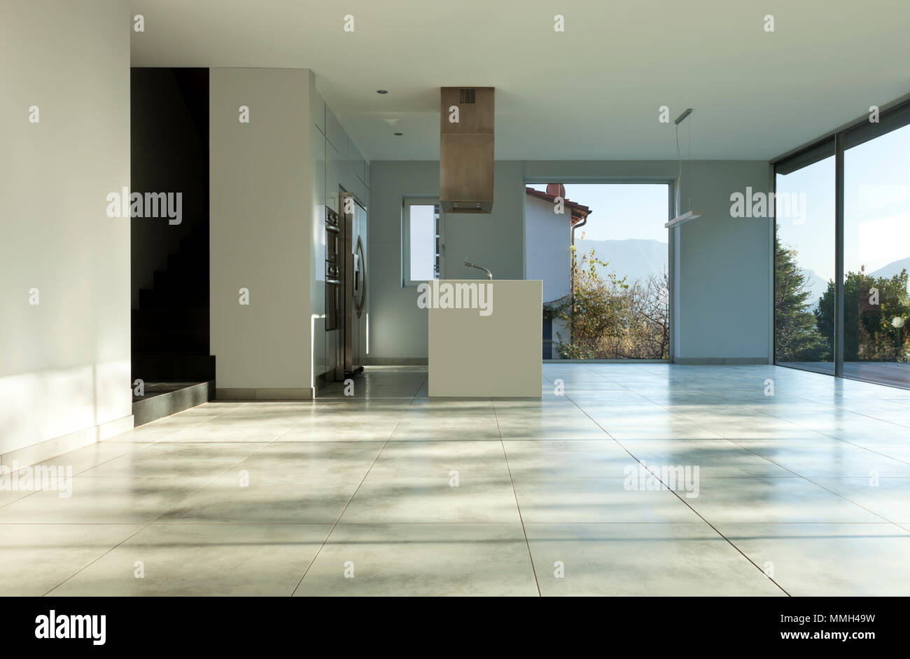 beautiful modern house, view of the kitchen Stock Photo - Alamy