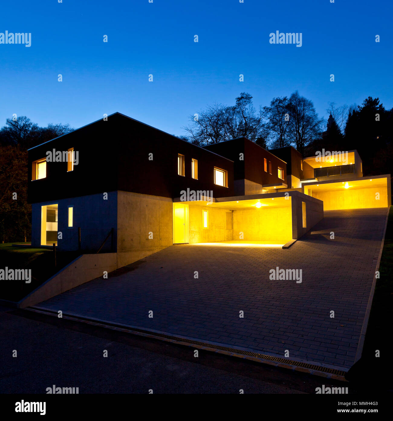 view of the beautiful modern houses, outdoor by night Stock Photo - Alamy
