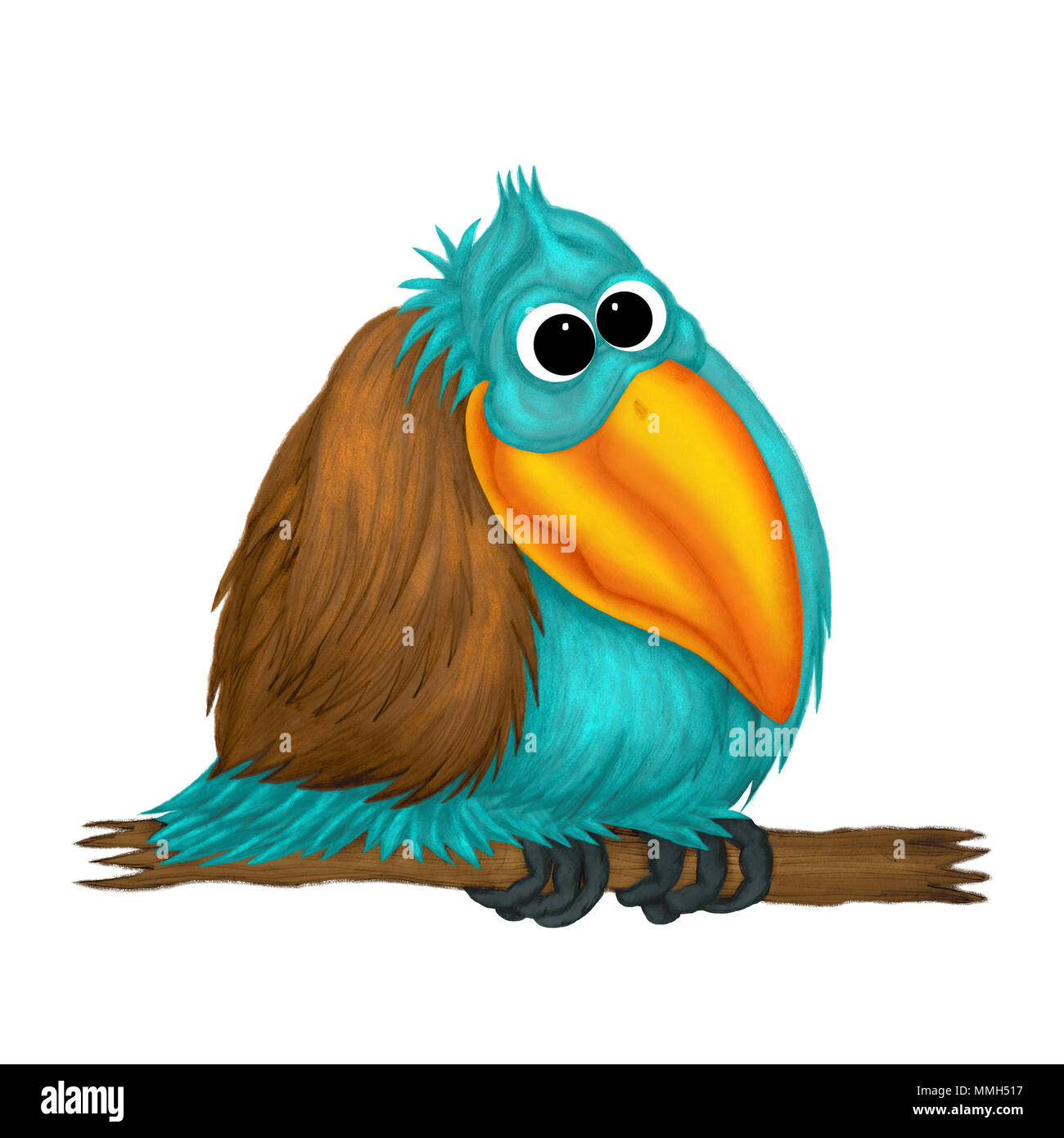 An illustration of a funny google eyed bird with a silly expression ...