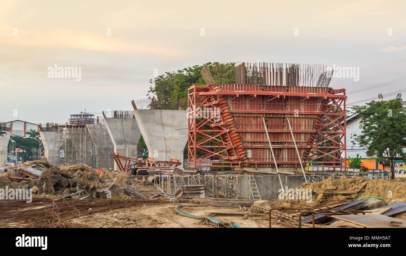 transportation construction work. concrete pile construction work for ...