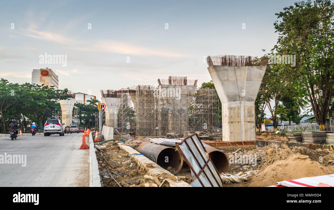 transportation construction work. concrete pile construction work for ...