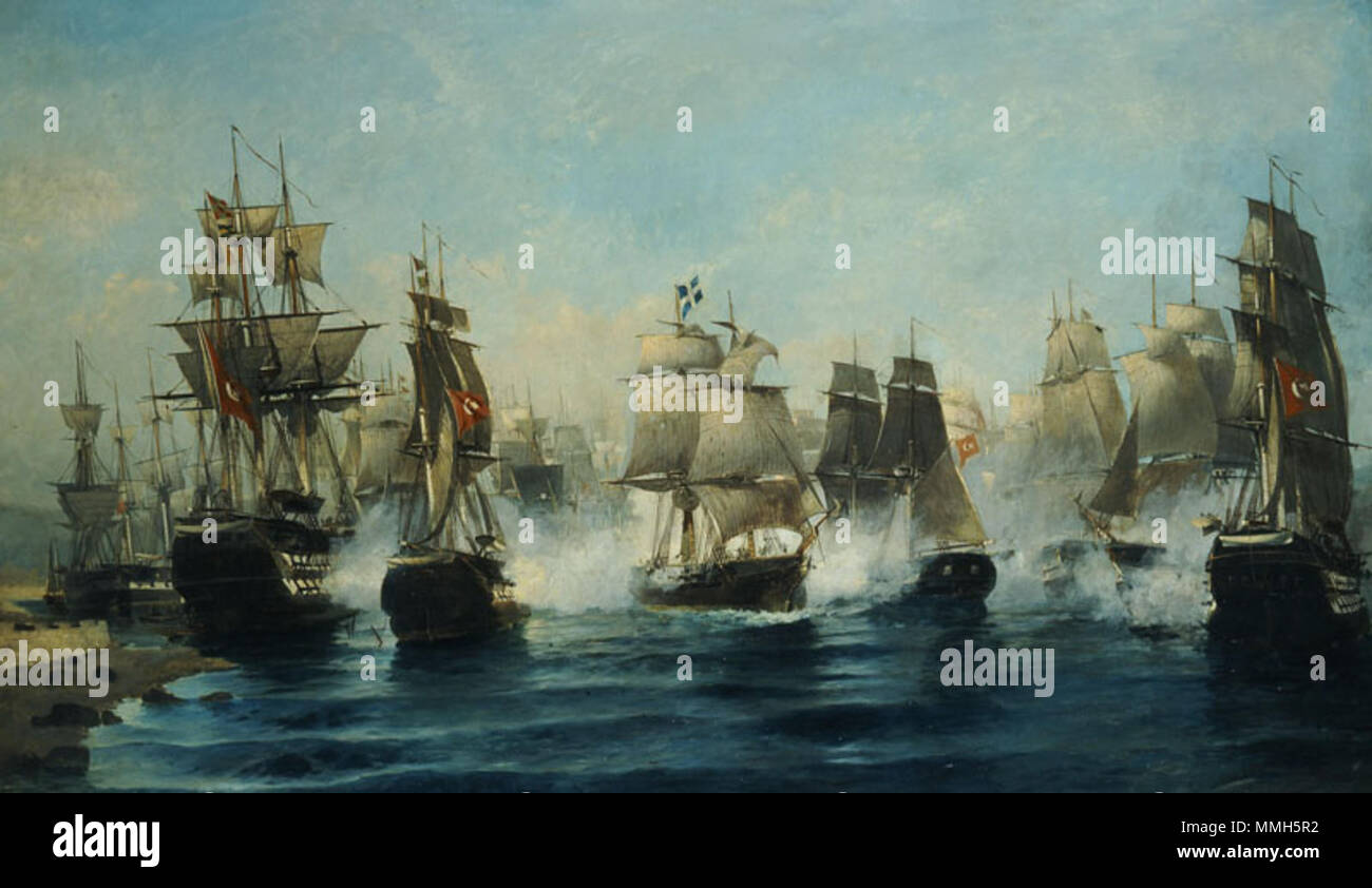 . English: The 'Sortie of the Aris' through the entire Ottoman fleet's ...