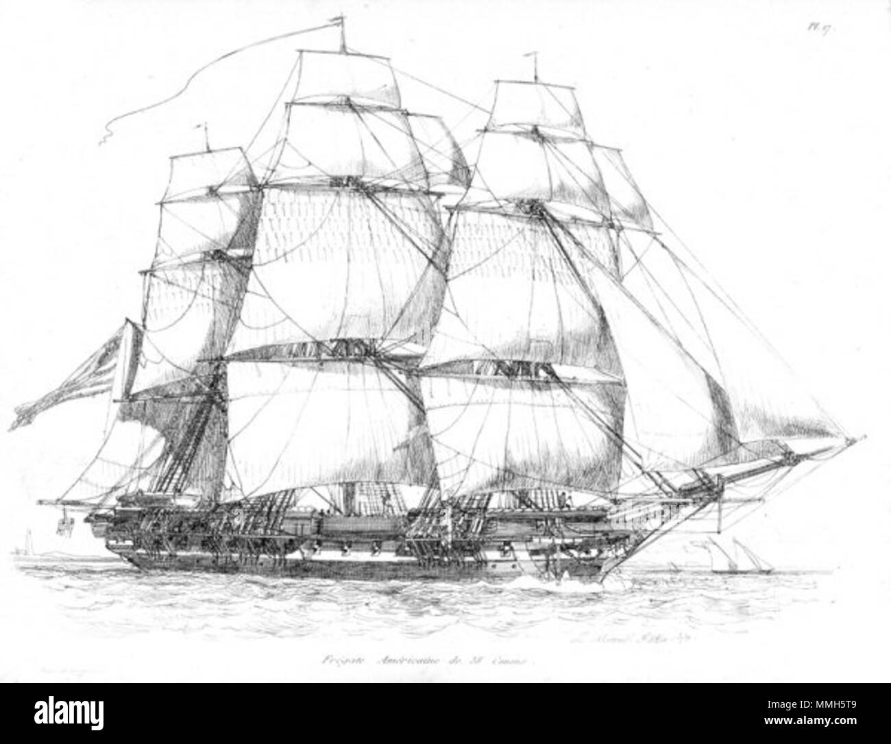 19th century frigate english Black and White Stock Photos & Images - Alamy