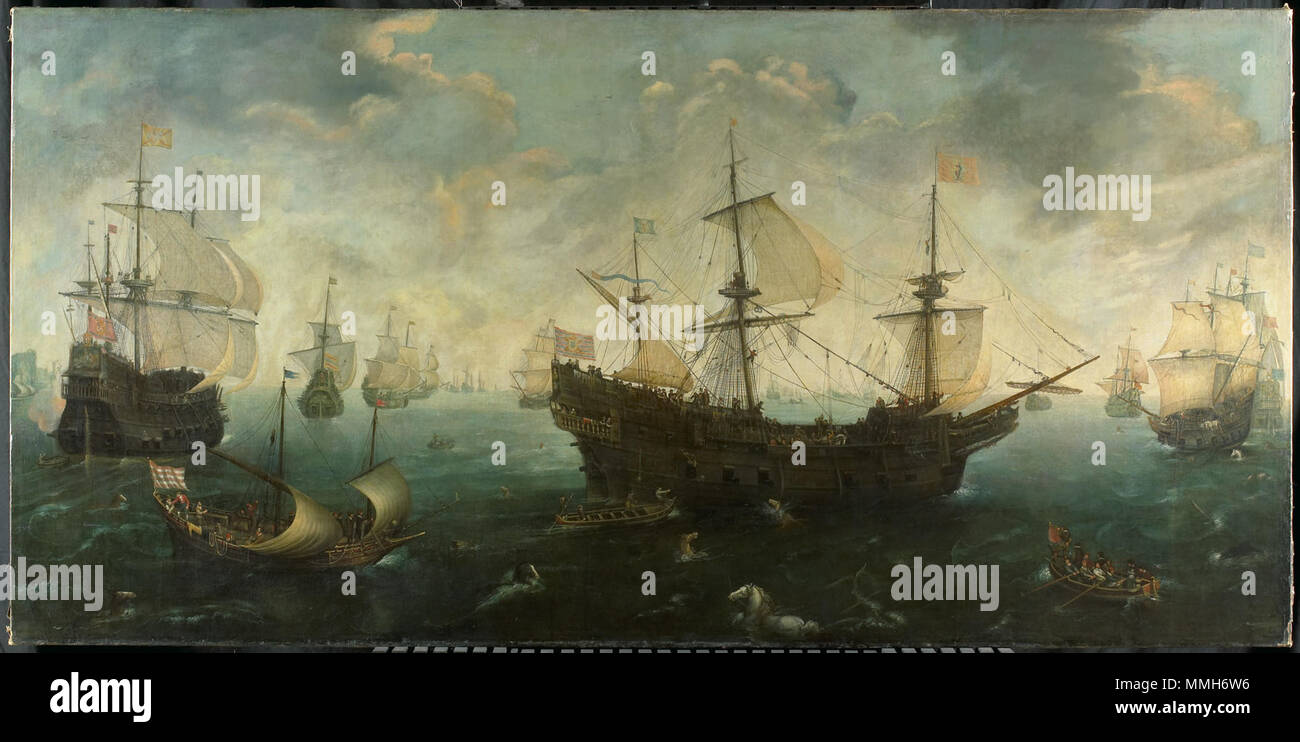 The Spanish Armada off the English coast. circa 1620-1625. De Spaanse ...