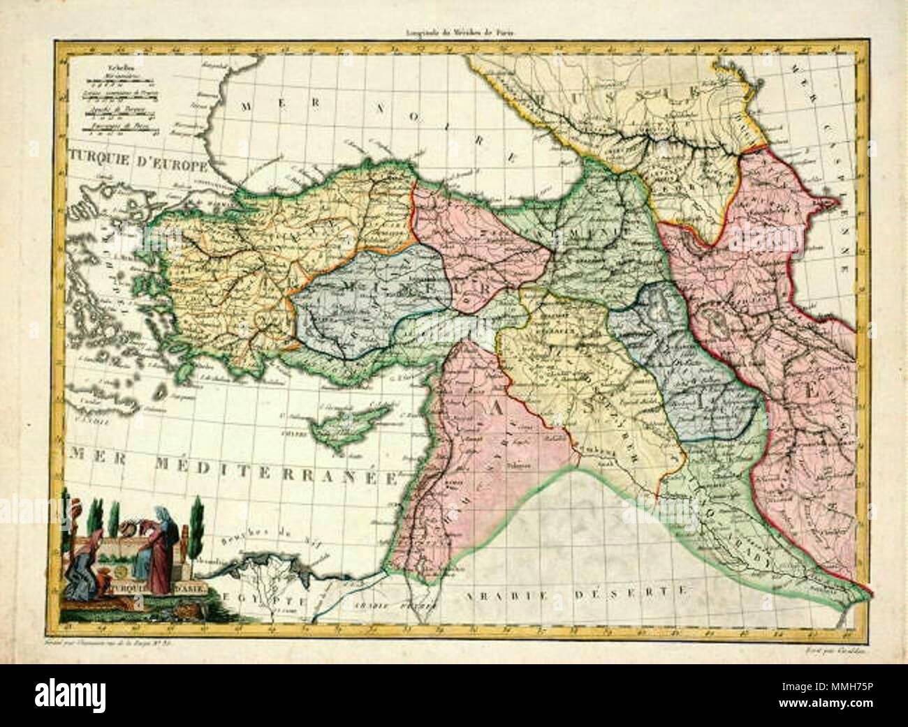 . Turquie D'Asie Attractive hand colored antique map of Asia Minor ...