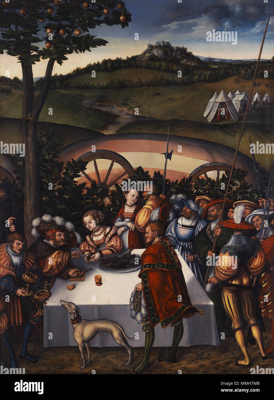 Judith dining with Holofernes. 1531. Judit-an-der-Tafel Stock Photo - Alamy