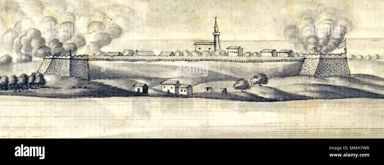 . English: St. Andrew's castle in Preveza. Sketch by Antonio Paravia ...