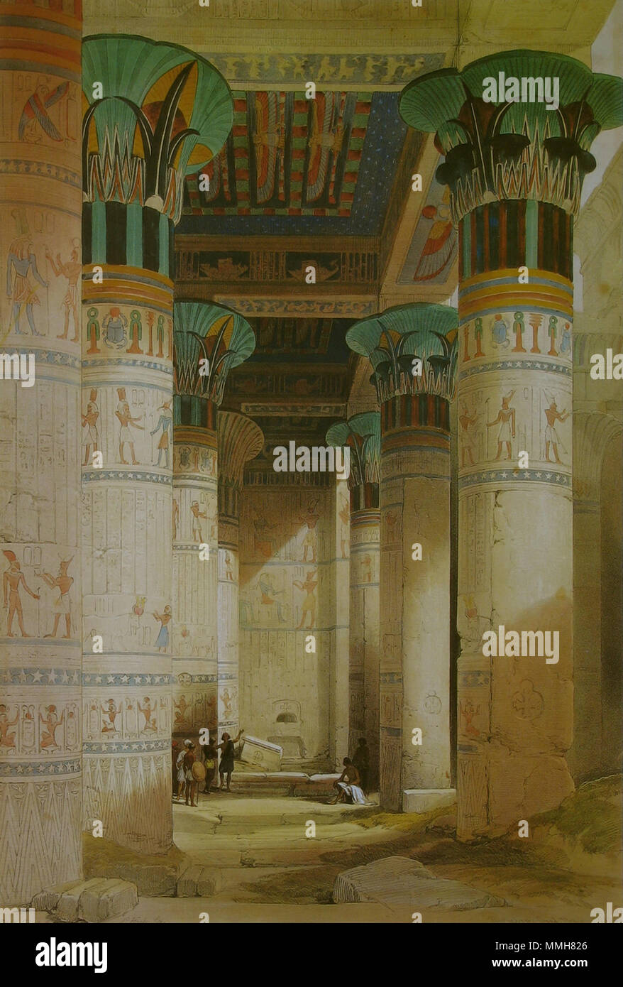. English: Temple of Isis on the Island of Philae/Egypt . 1838. David ...