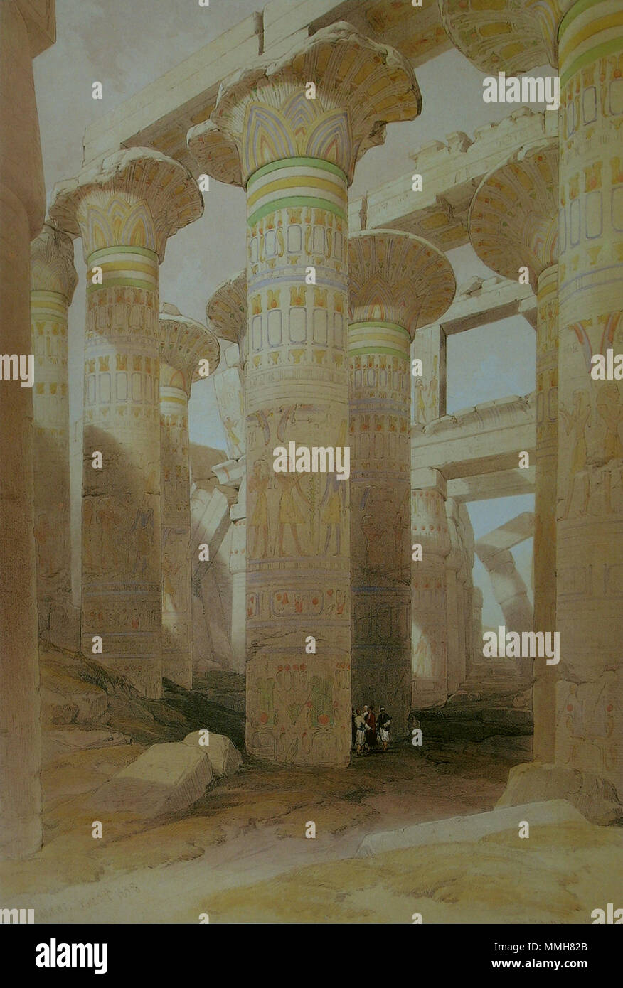 . English: Part of the Hall of Columns at Karnak . 1838. David Roberts ...