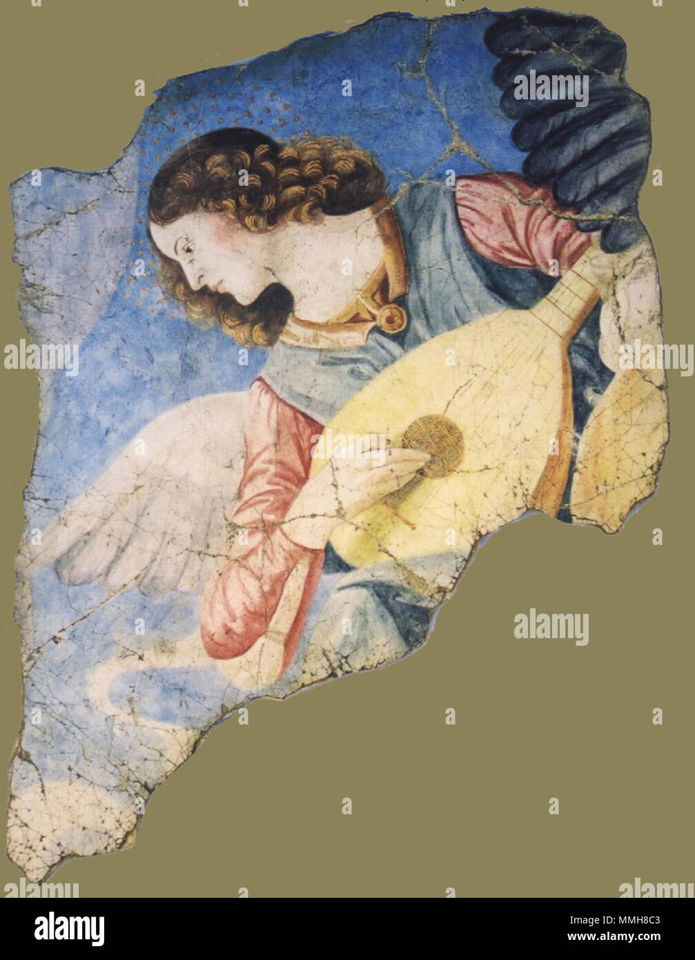 . fragment Angel with Lute Da Forli - Angel With Lute fragment Stock ...