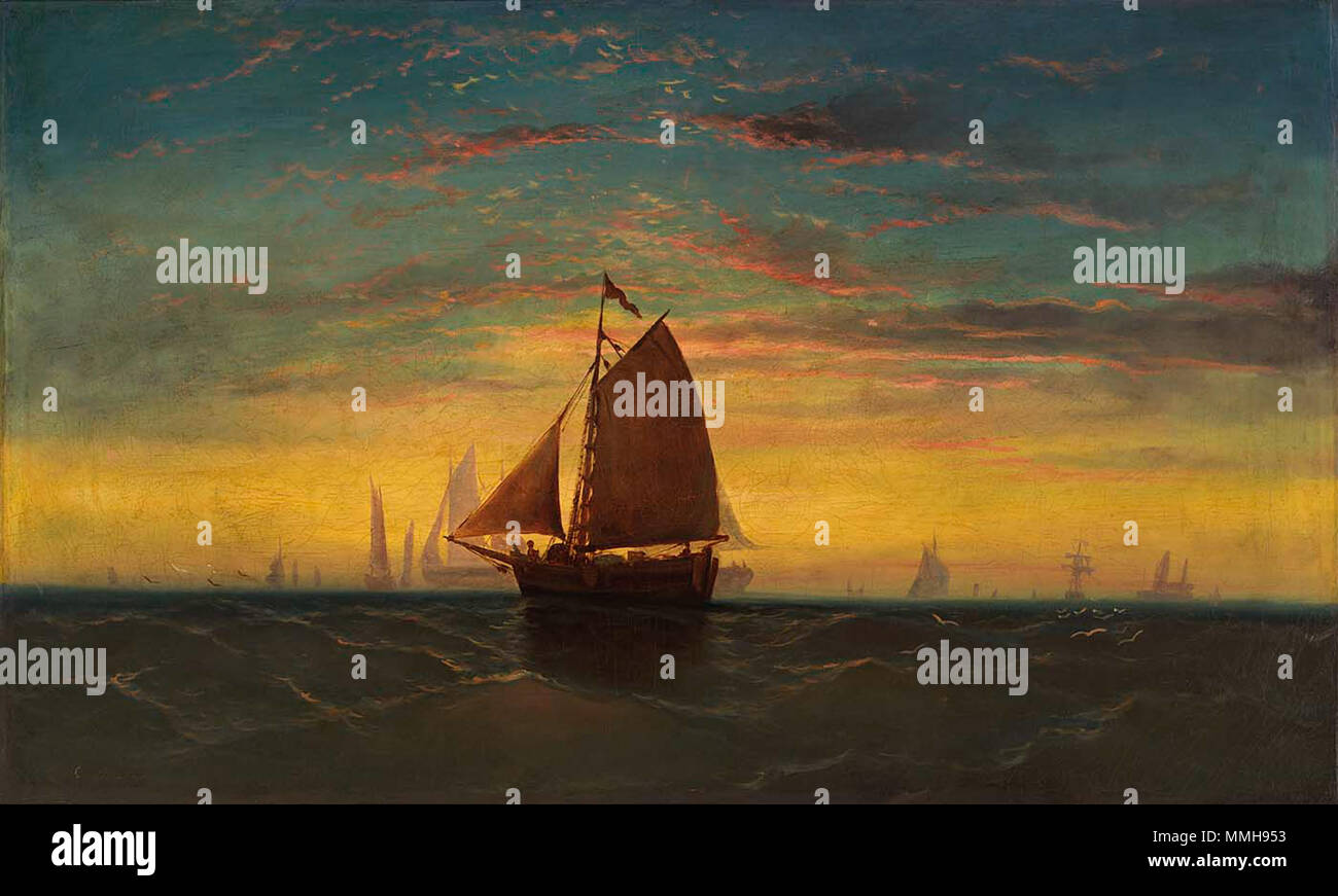 . English: Boston Harbor. ca. 1860-1869. Charles Manger. oil on canvas ...