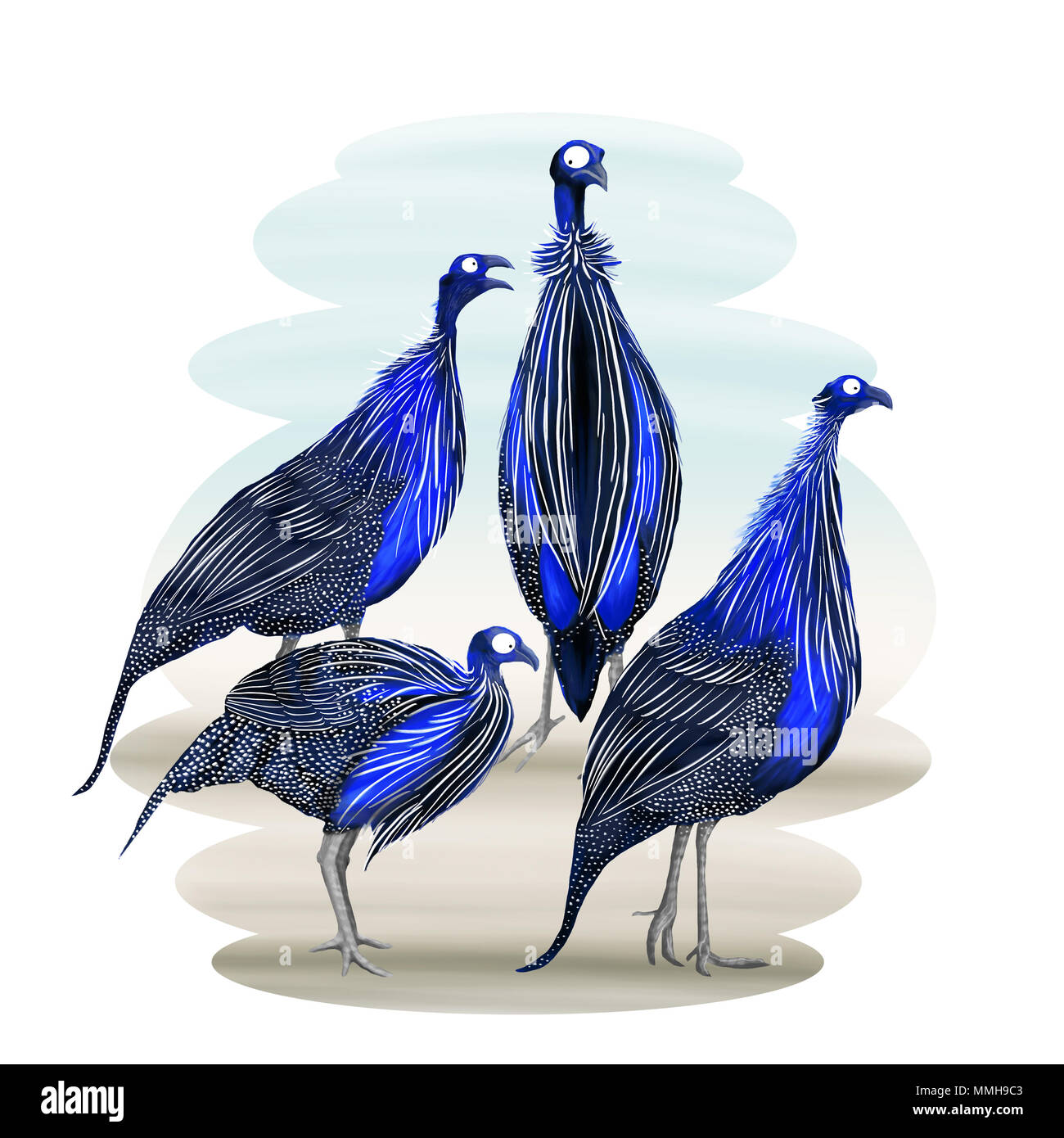 An illustration of Guinea Fowl Birds in Kenya Africa Stock Photo - Alamy