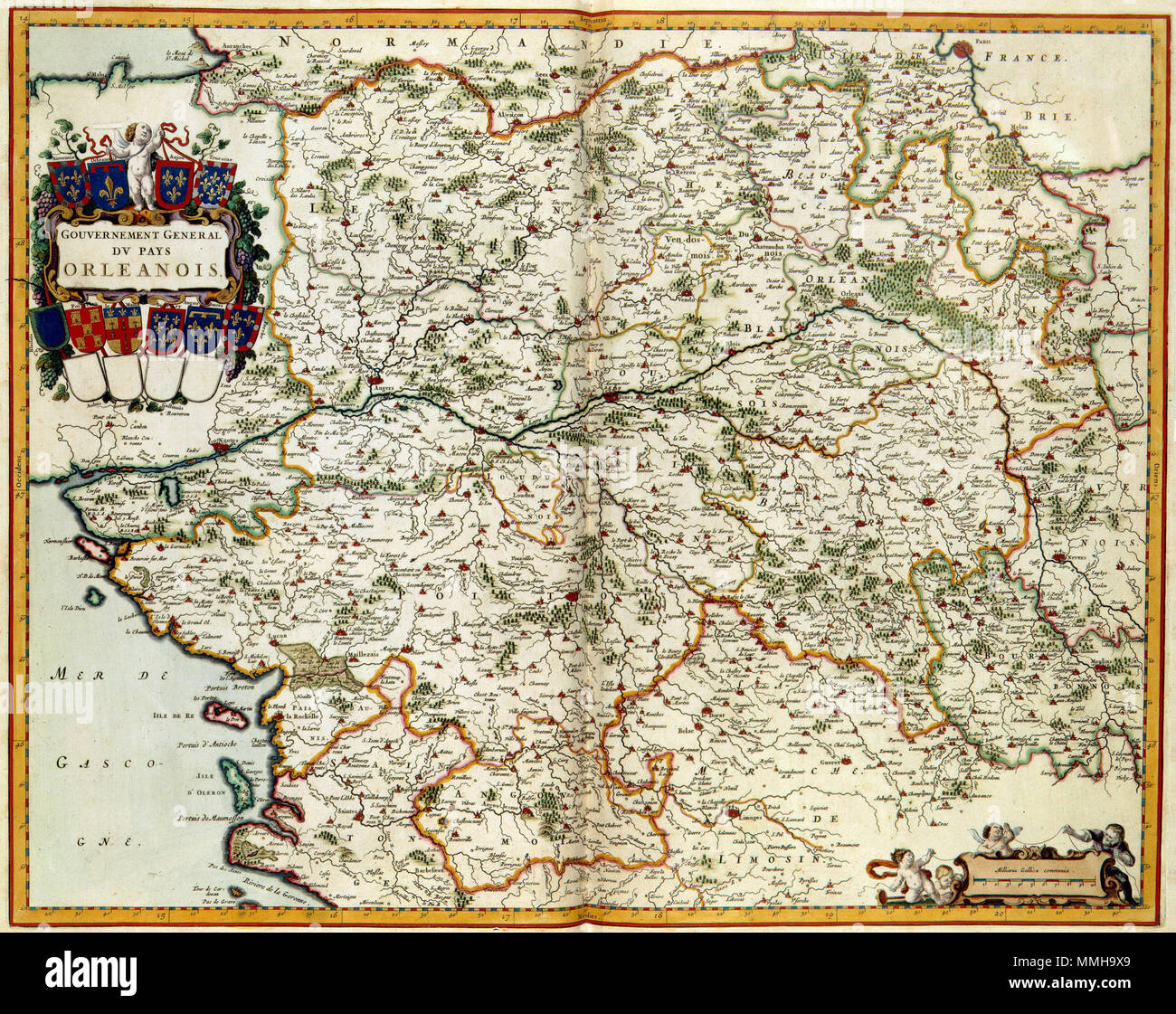 . Nederlands: Deze kaart van de landstreek Orleans werd in 1662 uitgegeven door Joan Blaeu (1598 ...