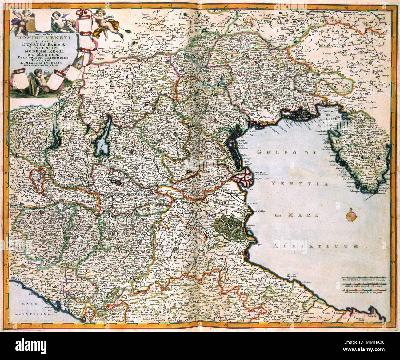 . Nederlands: Deze kaart van de stad Venetië en haar omgeving werd ...