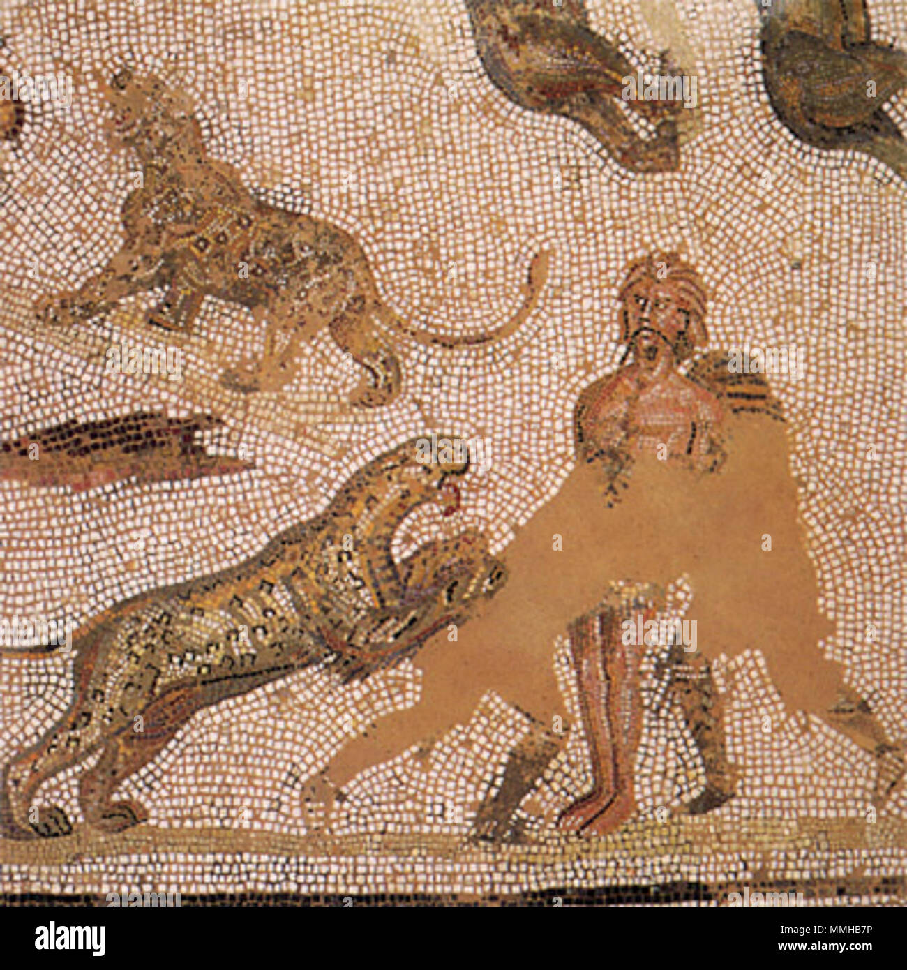 . English: Damnatio ad bestias. Third-century AD mosaic in the Museum ...