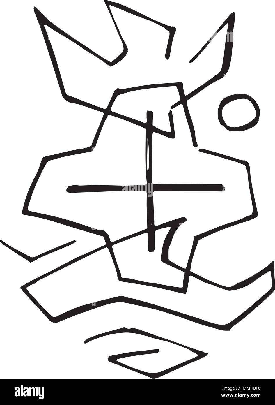 Hand drawn vector illustration or drawing of a religious cross and Holy ...