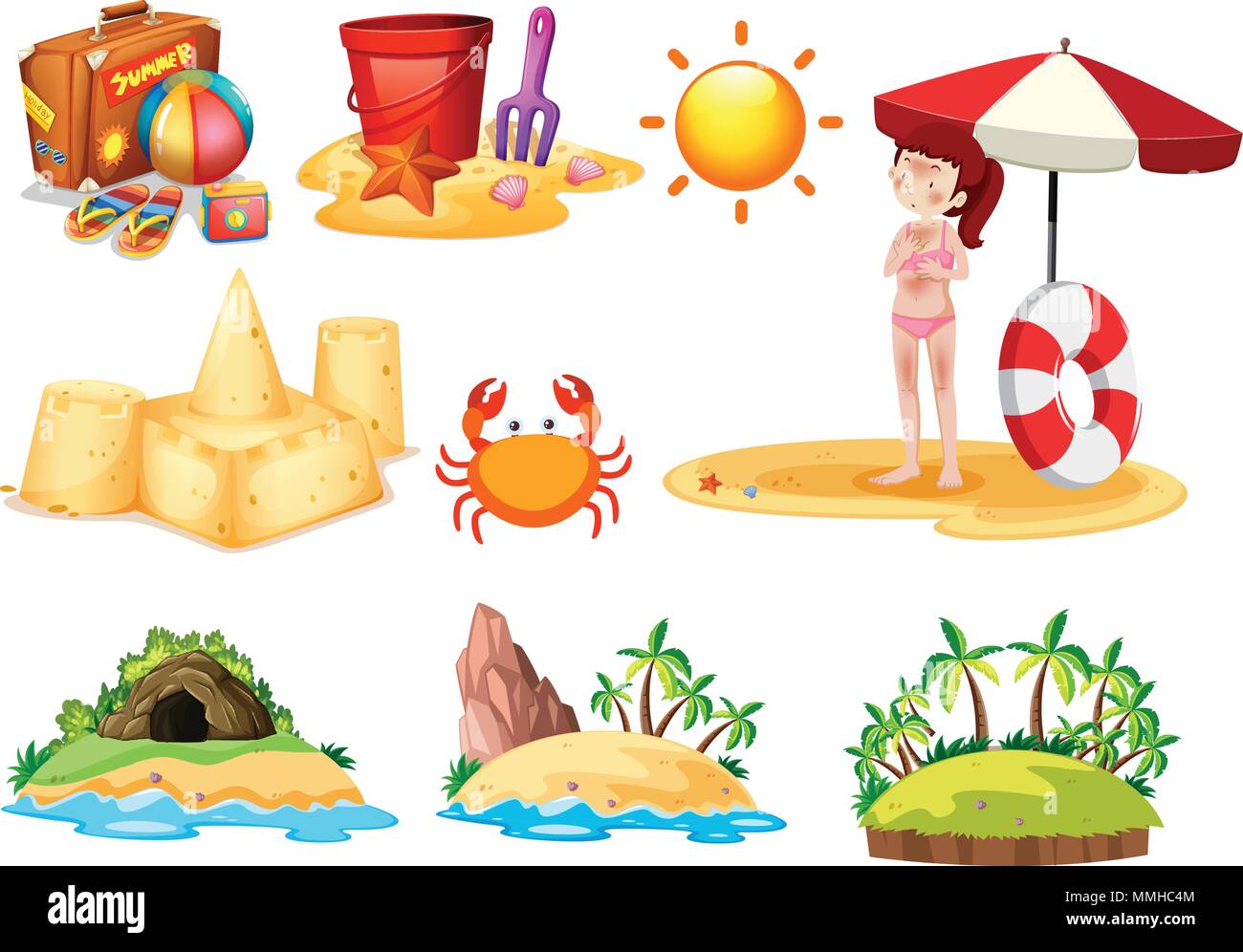 A Set of Beach Element illustration Stock Vector Image & Art - Alamy