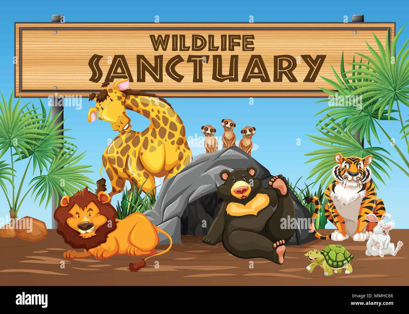 Wildlife Sanctuary Banner and Animals illustration Stock Vector Image ...
