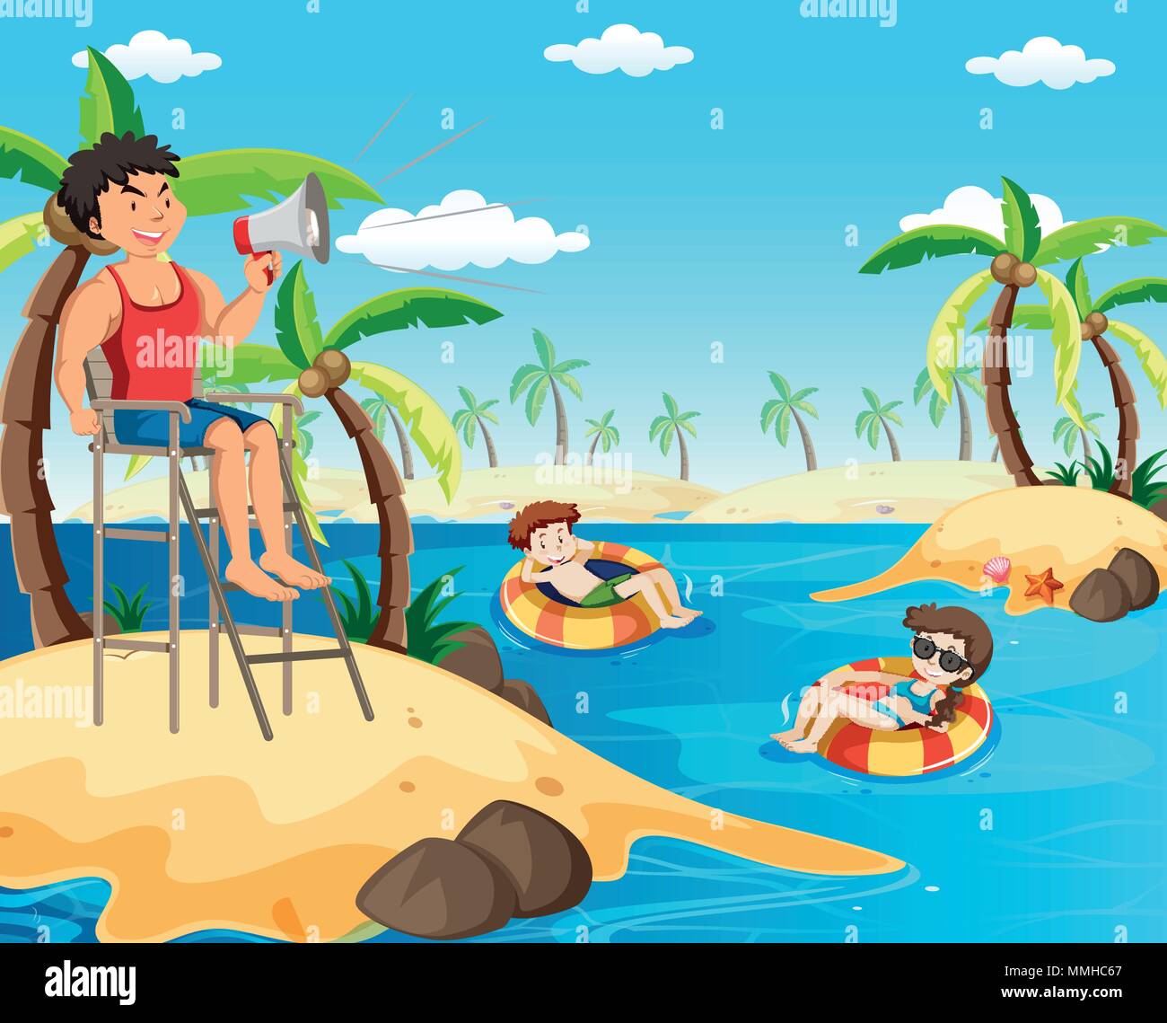 Lifeguard on the beach Stock Vector Images - Alamy